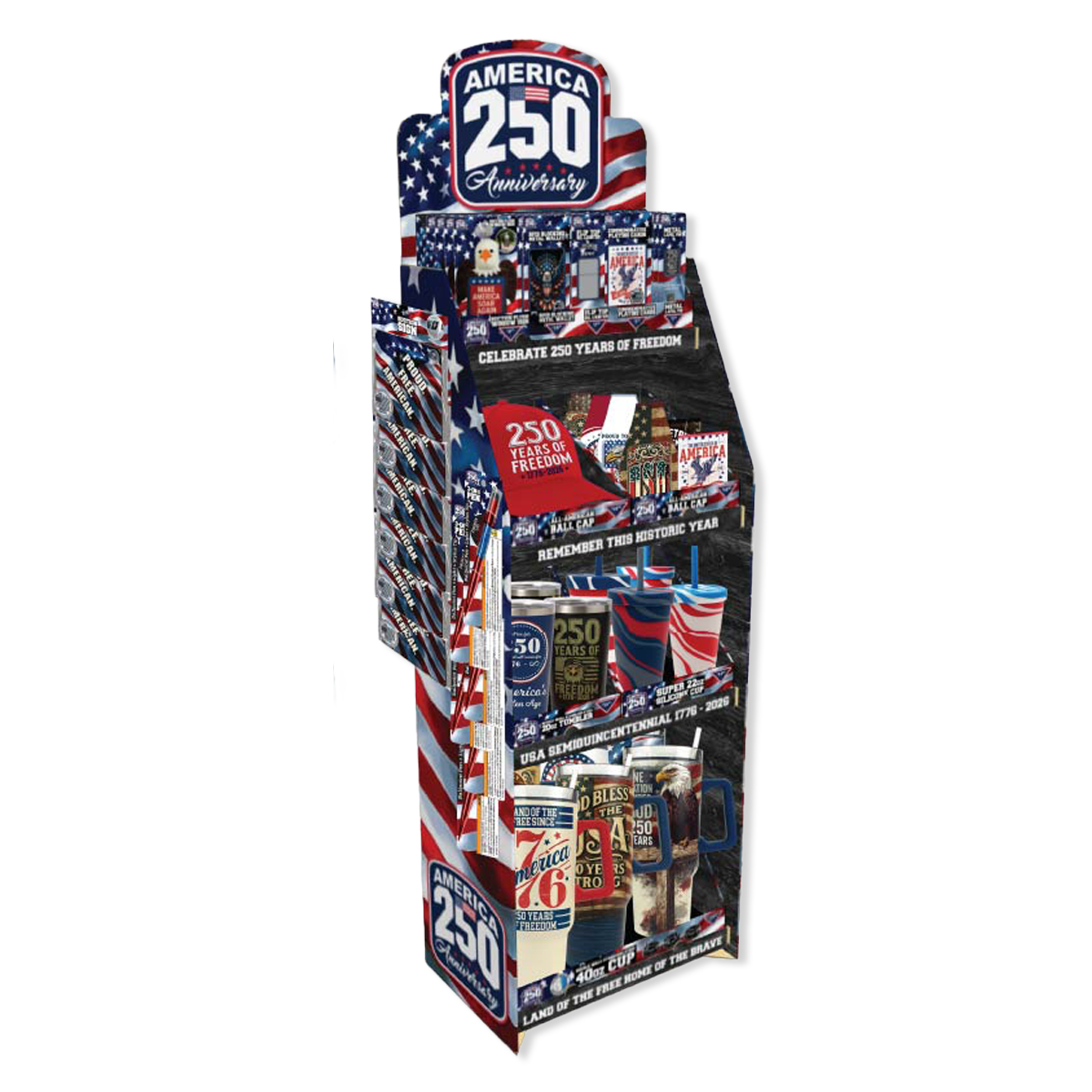 Patriotic USA 250 Floor Display - 78 Pieces Per Retail Ready Display ...